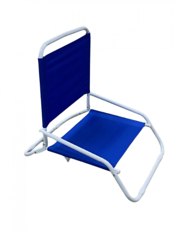 Silla Playera Plegable Caño Blanco Lona Azul Cod. 15111 | Bertimas